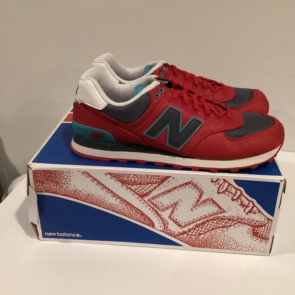New Balance 574 Red Gray Blue Classics Mens Lifestyle… - Gem